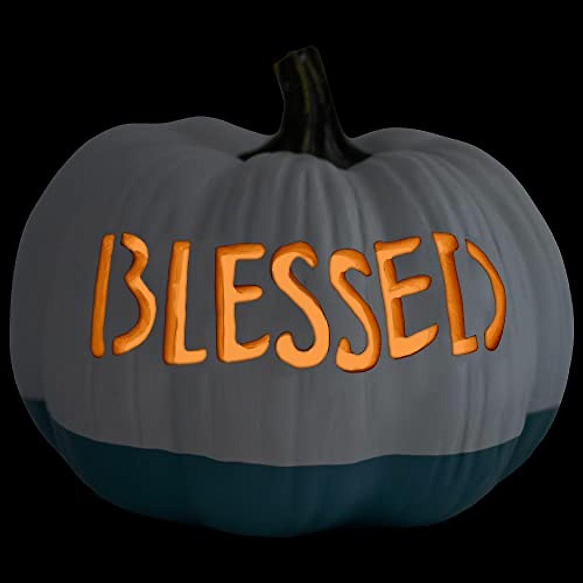 Elanze Designs Blessed White Teal Dip 8 inch Resin Stone Light Up Harvest Pumpkin