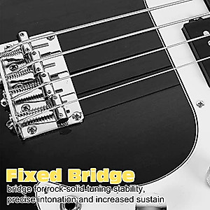 Polar Aurora NEW Full Size 4 Strings Blue Electric Bass Guitar+ Amp Cord+ Gigbag…