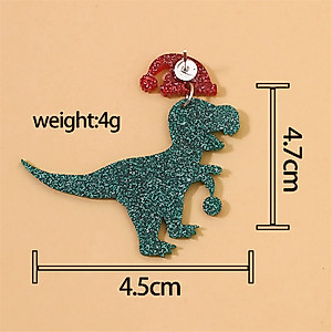ONLYJUMP Acrylic Christmas Earrings for Women Cut Acrylic Animals Earrings Christmas Tree Green Caterpillar Sheep Dinosaur Earrings Funny Jewelry (Red Hat Dinosaur A)