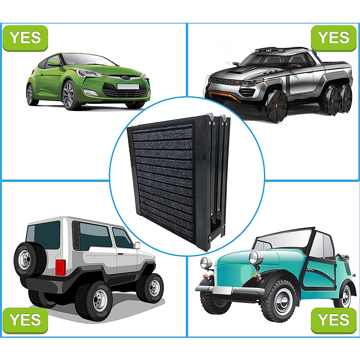 VEMJO Dog Ramp for Car SUV Truck Folding in Four-Fold Pet Ramp Dog Car Ramp Dog Stairs Cat Ramp Portable Dog Steps for Bed for Small Medium and Large Dogs Supports to 200lbs (Dark Grey)