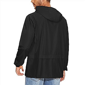 Durio Packable Raincoat for Men Rain Jacket Mens Waterproof with Hood Mens Rain Jacket Lightweight Windbreaker Jacket Black 3X-Large