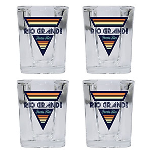 R and R Imports Rio Grande Puerto Rico 2 Ounce Square Base Liquor Shot Glass Retro Design 4-Pack