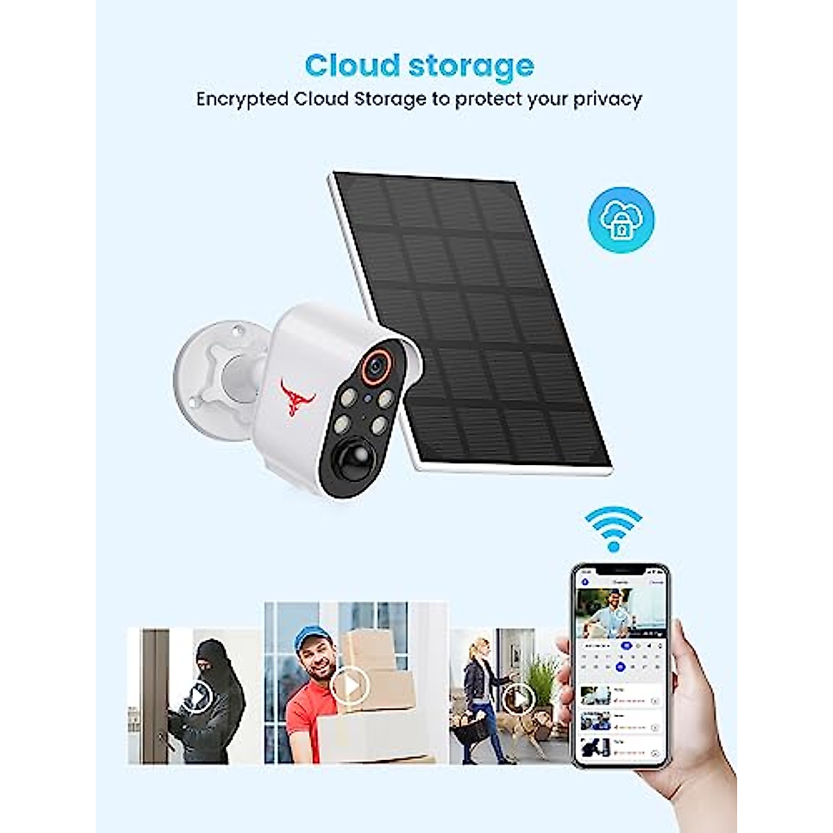 Aiwit Wireless Security Cameras, Solar Outdoor Camera with Lights, HD Night Vision, AI Smart Human Detection, Two-Way Talk, IP65 Waterproof, Real-Time Alerts, Cloud Storage, 2.4G WiFi