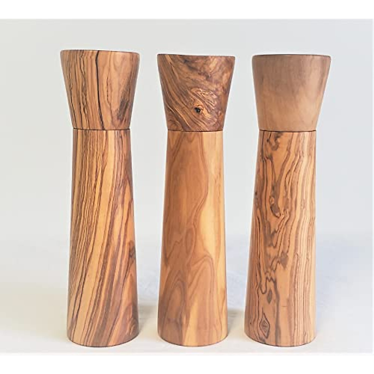 Olive Wood Mills with a Ceramic Mechanism, Grinder (Salt, Pepper, Coffee, Dried Herbs and Many Spices), Beige, 9x6.5 INCH