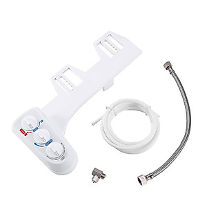 Bidet Attachment, Hot Cold Fresh Water Spray Self- Dual Nozzle Non-electric Mechanical Bidet Toilet Seat Attachment - Adjustable Water Pressure Temperature White