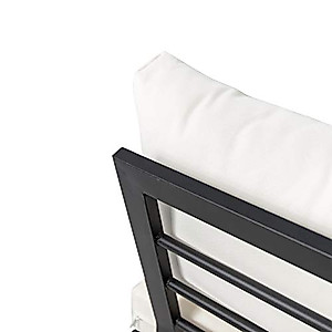 Christopher Knight Home Theo Outdoor Conversation Sets, Cream + Black Metal + Teak