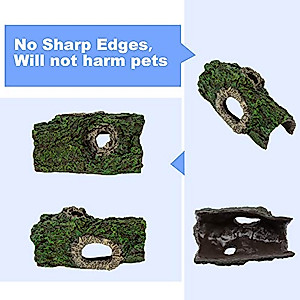 AQQA Aquarium Trunk Decoration,Resin Hideout Caves Hollow Tree Log Trunk Ornament，Driftwood for Betta Fish Reptiles Turtles (L)