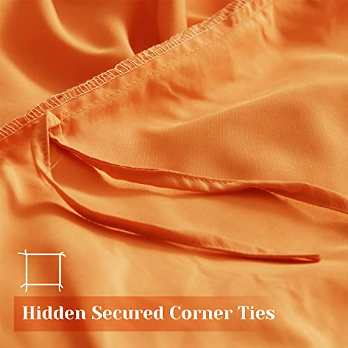 Ventidora 3 Pieces Duvet Cover Set Soft Brushed Microfiber Cover Set 1 Comforter Cover 2 Pillow Shams with Button Closure and Concealed Ties. (Queen-90x90inches, Tangelo)