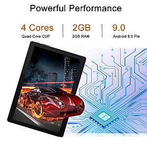 ZONKO Tablet 10 Inch, Android 10 Tablet, Dual Camera Tablet PC, 2GB+32GB Storage, IPS HD Touchscreen, Quad Core, WiFi, Bluetooth Black