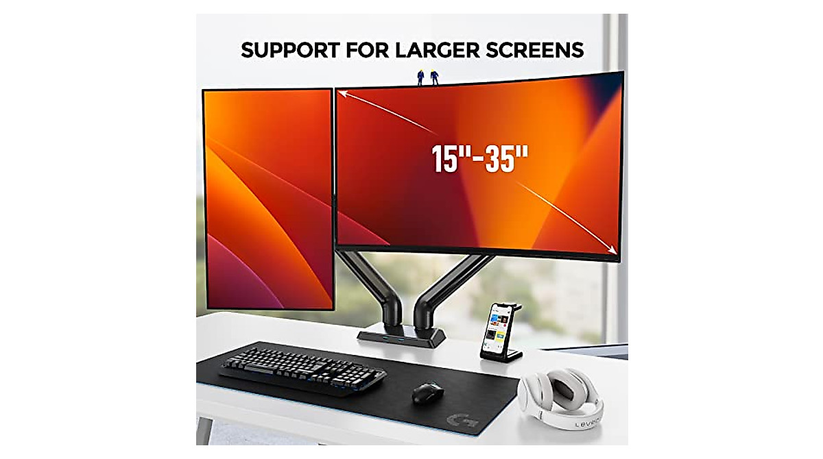 AM alphamount Dual Monitor Stand - Adjustable & Ergonomic