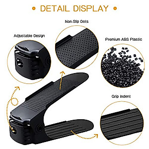 ZNCMRR Shoe Slots Organizer for Closet 20 Pack Adjustable Shoe Stacker Space Saver,Double Layer Shoe Rack Organizer Holder Black
