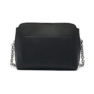 Calvin Klein Hailey Micro Pebble Triple Compartment Chain Crossbody, Black/Silver