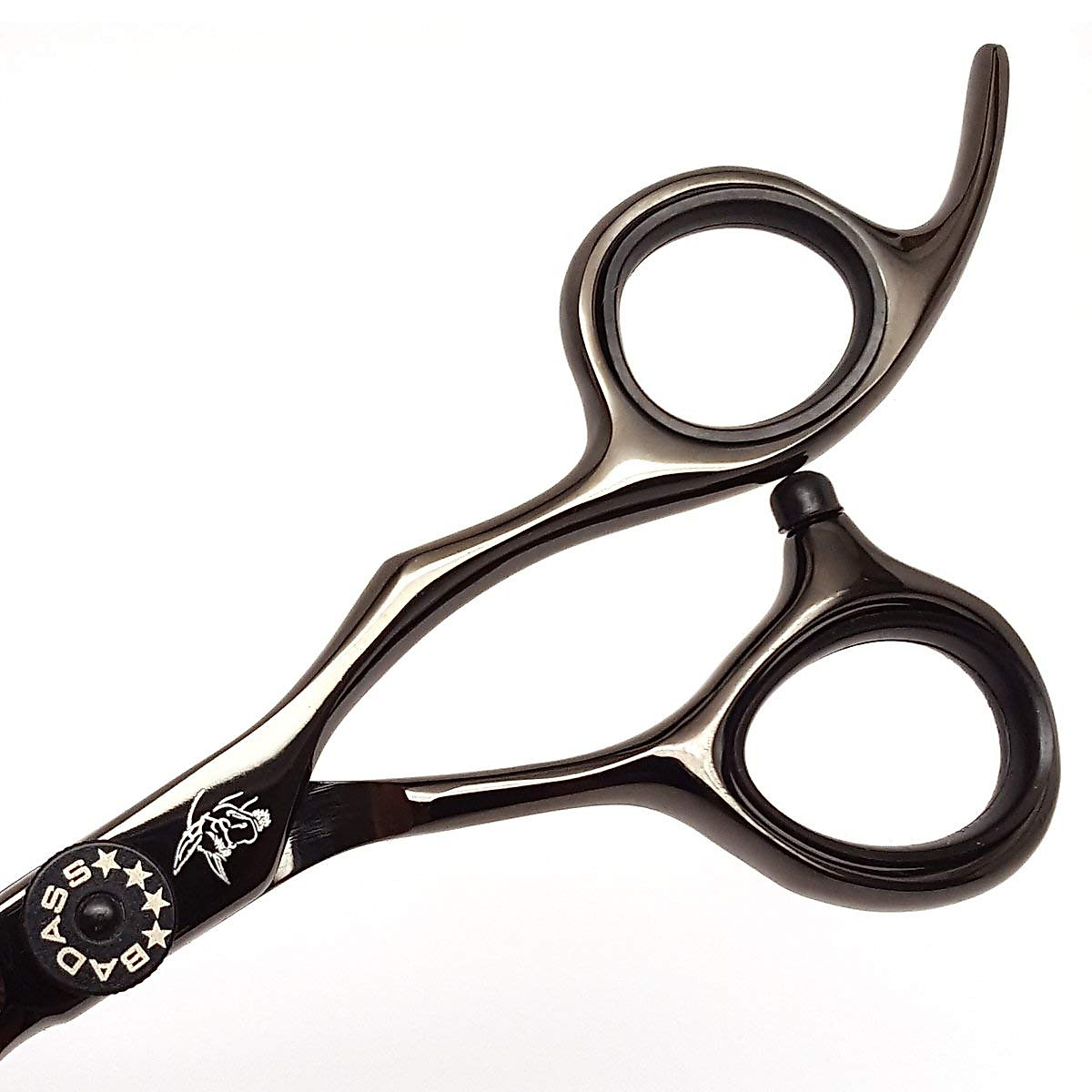 Badass Beard Care Titanium Series Barber Quality Beard Shaping Scissors - 5.25 inches long, Surgical Grade Stainless Steel (HRC 56-57), Hand adjustable tension knob