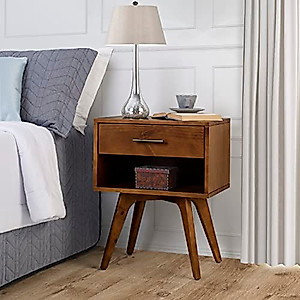 Camaflexi Mid Century Modern One Drawer Nightstand, Castanho