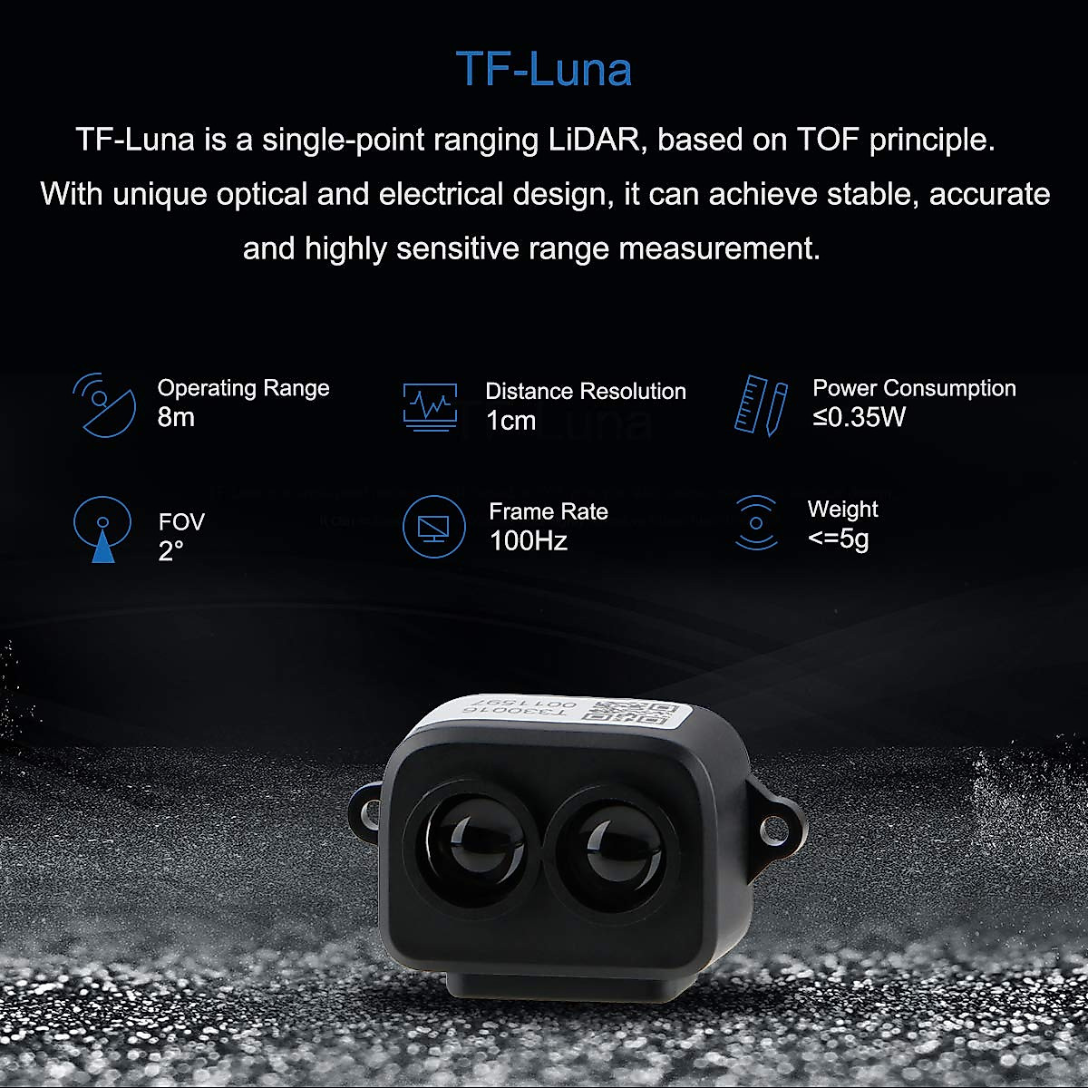 MakerFocus Lidar Range Finder Sensor Module TF-Luna, Single-Point Micro Ranging Module 0.2 to 8m Compatible with Pixhawk, Ar duino and Raspberry Pi with UART / I2C Communication Interface