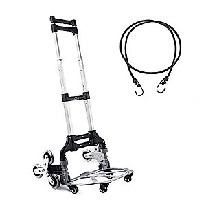 LEADALLWAY Shopping Carts for Groceries with 6+4 Wheels Portable Telescopic Handle Aluminum Stair Climbing Cart (with Rope+Shopping Bag)