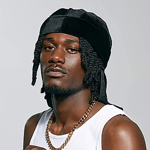 KISS COLORS & CARE Power Wave Velvet Luxe Durag - Black, Breathable, Stretchy Velvet Fabric Ideal For Wave Formation & Overnight Comfort, Stylish & Practical For All Hair Types, 0.13 pounds