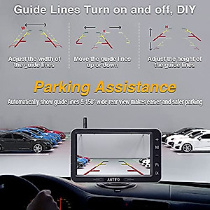 AMTIFO Wireless Backup Camera HD 1080P Bluetooth Rear View 5 Inch Split Screen Touch Key Monitor Car Truck Camper License Plate Cam System 2 Channels Waterproof Clear Night Vision DIY Guide Lines A6