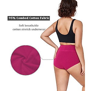 wirarpa Women's Cotton Underwear High Waist Briefs Ladies Soft Underpants 4 Pack Plus Size Panties Multicolored Large