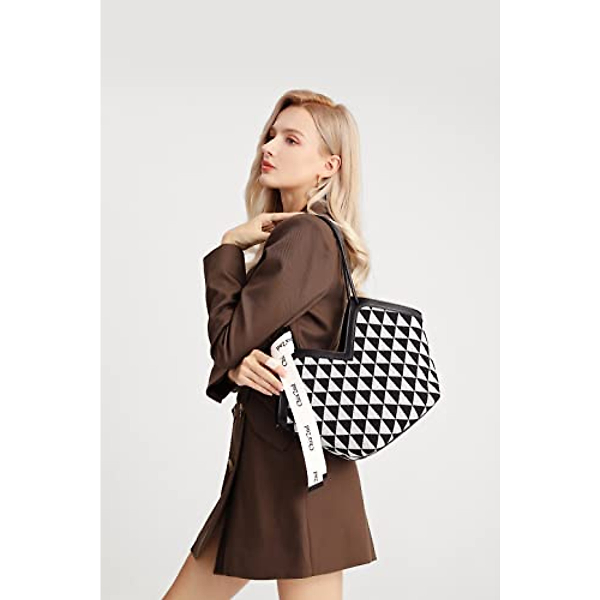 The Quilted Tote Bag Womens Purses and Handbags Top Handle Handbags for Ladies Satchel Handbags for Women(Black6)