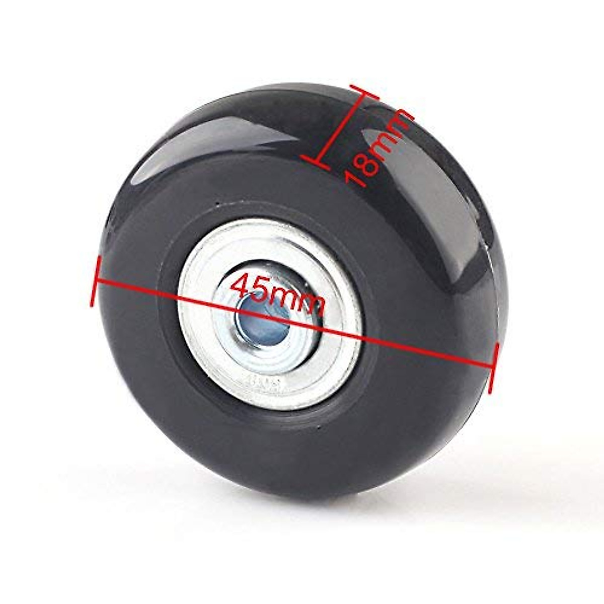 F-ber Luggage Suitcase Wheels Replacement Kit 45mm x 18mm with ABEC 608zz Inline Outdoor Skate Replacement Wheels, One Set of (2) Wheels (OD:45 W:18 ID:6 Axles:30 & 35mm)