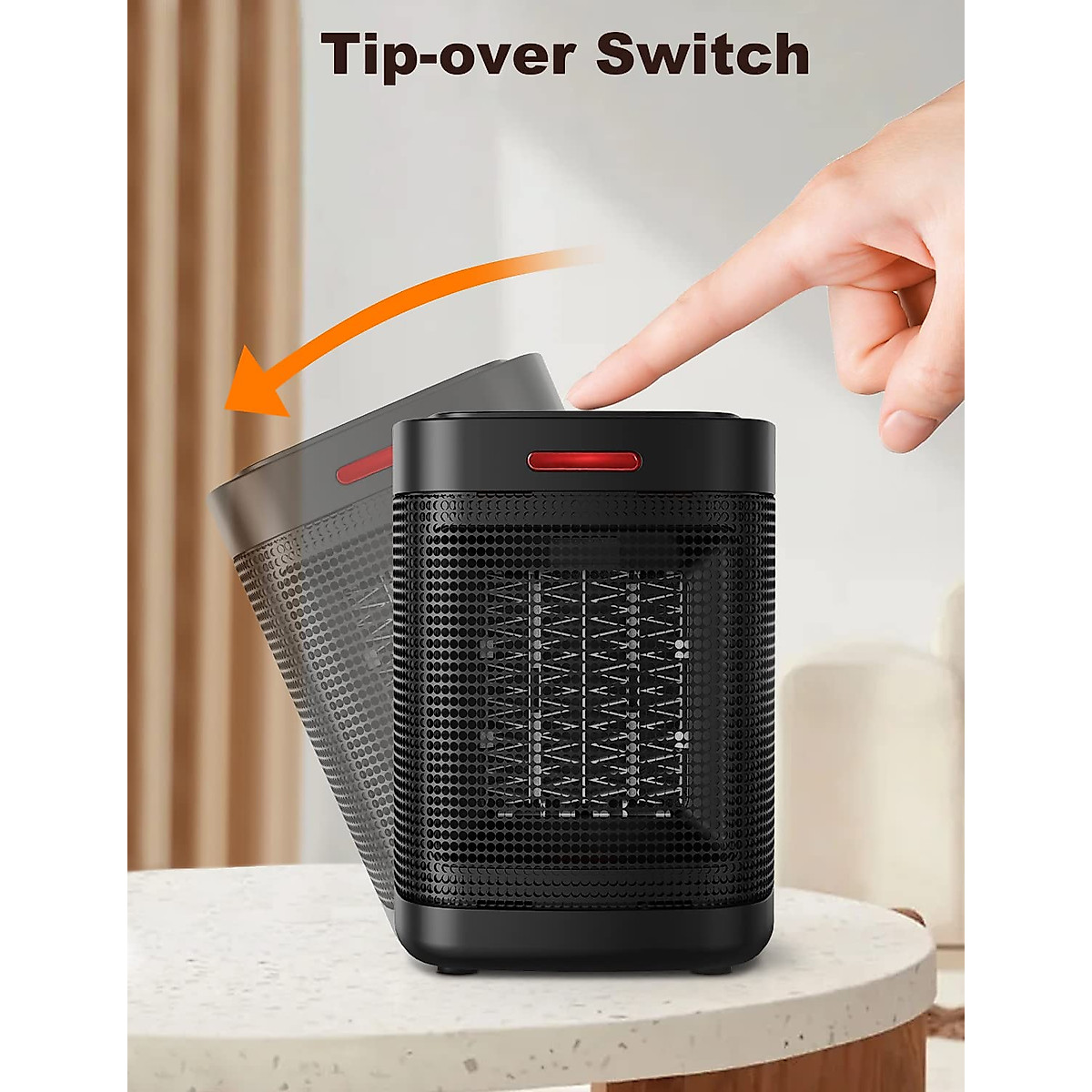 Space Heater, 500W Small Space Heater for Indoor Use, Ceramic Personal Heater with Overheating & Tip-Over Protection, Mini Quiet Desk Heater for Home Office Bedroom