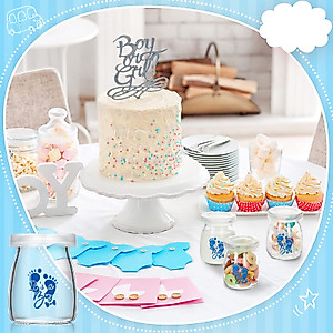 Tanlade 24 Pcs It's a Boy Mini Glass Jars 3.4oz Clear Yogurt Jars With PE Lids Baby Mini Jars Shower Party Favors Boy Baby Shower Decorations Centerpieces