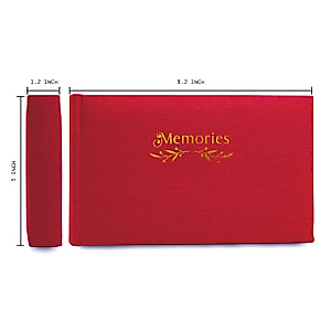 Holoary Small 4x6 Photo Album, Linen Hard Cover, Holds 50 Photos, Black Page Traditional Book Bound, Mini Brag Book Baby Album, Ideal For Wedding, Family Pictures, Gifts, Anniversary (Red)