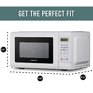 Farberware Countertop Microwave 700 Watts, 0.7 cu ft - Microwave Oven With LED Lighting and Child Lock - Perfect for Apartments and Dorms - Easy Clean Grey Interior, White