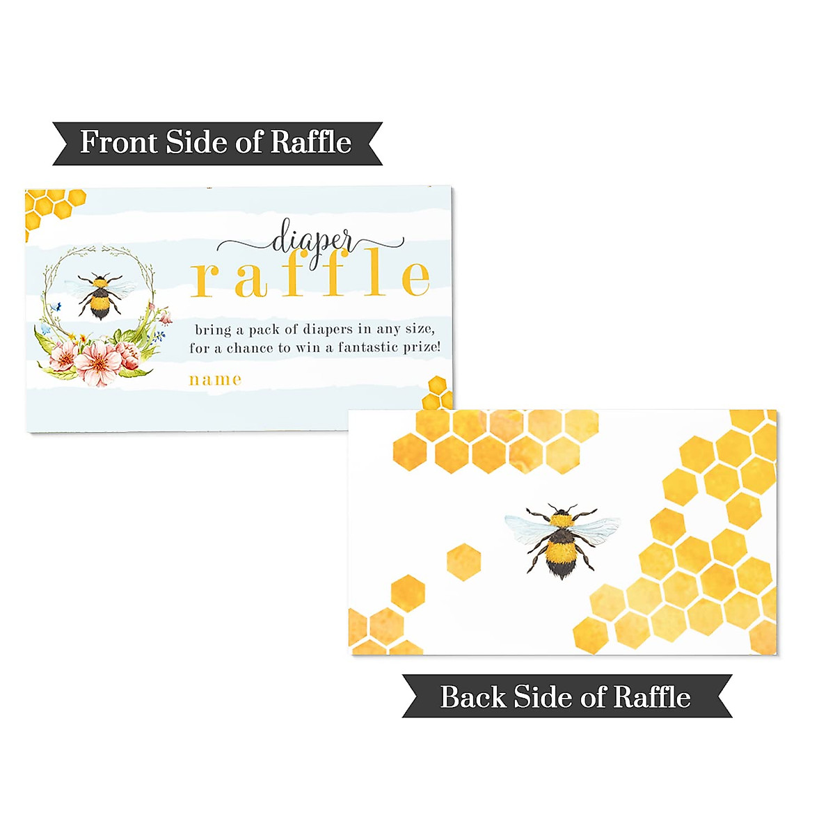Mama Bee Diaper Raffle Tickets, Gender Neutral Baby Shower Games for Prizes, Girls Baby Shower Diaper Raffle Invitation Insert Cards, 50 Pack