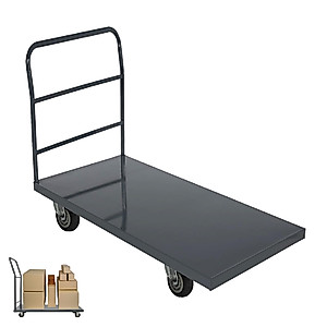 Heavy Duty Platform Truck Moving Flatbed Cart, 24"x48"Push Dolly, 2000 LBS Dolly Cart Flatform with Wheels and Handle, Steel Flatbed Cart for Luggage Moving, Shopping