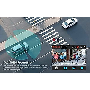 Dual Dash Cam with Built-in GPS, COOAU 1080P Front and Inside WiFi Dash Camera for Cars, Sony Sensor, Supercapacitor, 4 IR Night Vision, G-Sensor, Loop-Recording & Parking Mode (D20)