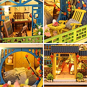 Spilay Dollhouse DIY Miniature Wooden Furniture Kit,Mini Handmade Big Castle Model with LED & Music Box,1:24 Scale Creative Doll House Toys for Adult Gift