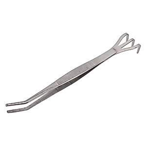 Bonsai Root Rake, 3Prong Nonslip Stainless Steel Root Rake, Ergonomic Handle for Loose Soil for Potted Plant (Bent)