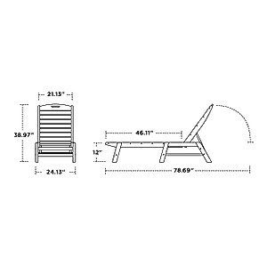 POLYWOOD Nautical Patio Chaise, Slate Grey