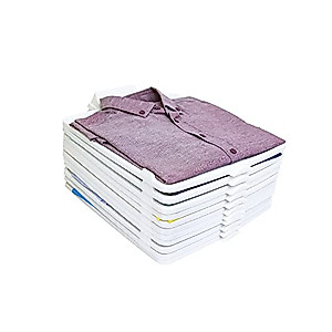 DecoBella T-Shirt Organizer for Closets, Drawers, 10 Pack Durable Stackable Shirt Folder, Anti Wrinkle Clothes Organizer, File Organizer, 10 Pcs Laundry Folding Board (WHITE)