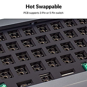 Keychron Q2 Wired Custom Mechanical Keyboard Barebone Knob Version, QMK/VIA Programmable Macro, Compatible with Mac Windows Linux, Hot-Swappable 65% Layout, Double-Gasket DIY Kit - Grey