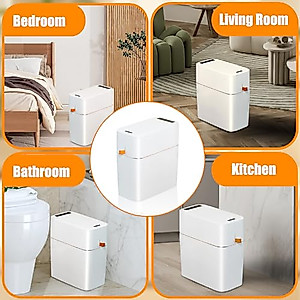 YEEFIGRO Automatic Trash Can, Bathroom Trash Cans 15 Liter / 4 Gallon Slim Smart Trash Bin with Lid, Touchless Rechargeable Garbage Can, Waterproof Trash Can for Office, Bedroom, Living Room