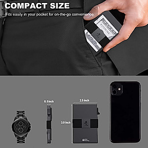 SEMORID Slim Aluminum Card Holder Wallet for Men, Durable Expandable Backplate, RFID Blocking Minimalist Metal Pop Up Wallet, Holds 12+ Cards Plus Cash (Black)