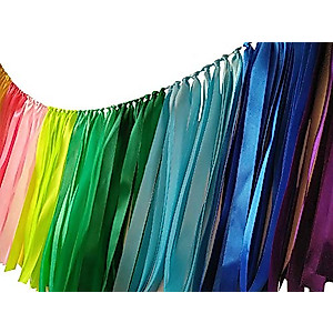 Kingsnow Pastel Rainbow Ribbon Garland 40 inches for Baby Shower, Birthday Party Decoration,Nursery, Rainbow Banner,Photography Prop Banner Backdrop Decor