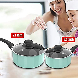MOSTA Aluminum Alloy Non-Stick Cookware Set, Pots and Pans - 8-Piece Set (Turquoise)