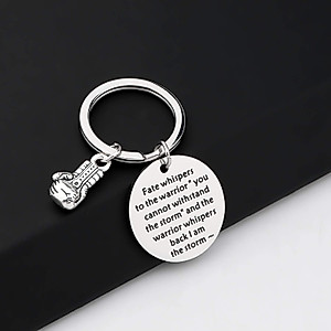 BEKECH Boxing Keychain Boxing Glove Keychain Future Boxer Gift Fate Whispers to The Warrior I Am The Storm Inspirational Jewelry Gift for Boxing Althetes Coaches Fitness Lovers (fate whisper boxing)