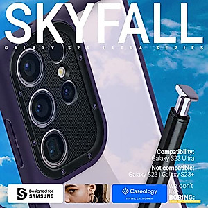 Caseology Skyfall Clear Case Compatible with Samsung Galaxy S23 Ultra Case 5G [ Ultra-Clear Anti-Yellowing ] Military Grade Drop Tested (2023) - Matte Black