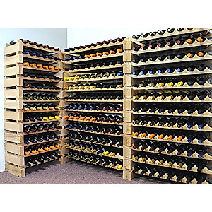 sfDisplay.com,LLC. Modular Wine Rack Beechwood 32-96 Bottle Capacity 8 Bottles Across up to 12 Rows Newest Improved Model (64 Bottles - 8 Rows)