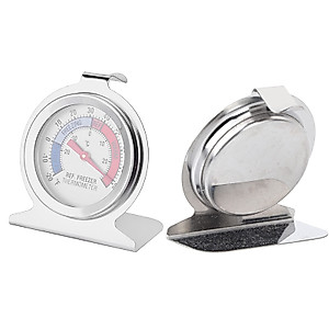 Freezer Thermometer, Stainless Steel Large Dial Refrigerator Mechanical Physical Induction No Battery Temperature Gauge Tool