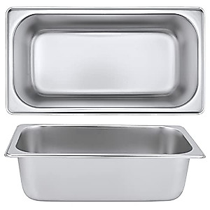 HEIHAK 6 Pack 1/3 Size 4" Deep Steam Table Pan, Stainless Steel Anti-Jam Steam Table Hotel Pan for Restaurant Family Events Personal Catering Use, 12.8 x 6.88 x 4 Inch