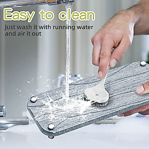 PURUSKOTO 2 Pack Instant Dry Sink Organizer for Bathroom & Kitchen, Fast Drying Stone Sink Tray, Diatomaceous Earth Bathroom Countertop Organizer, Kitchen Sponge Holder Sink Caddy,Lifstyle Drying Rack