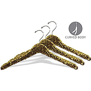 The Great American Hanger Company Gold Sequined Wooden Display Hanger, Box of 3