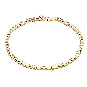 Miabella 18K Gold Over 925 Sterling Silver Organic Cube Bead Chain Bracelet for Women Men, Handmade in Italy (Length 7 Inches (Small))