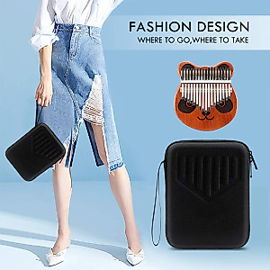 JeuRon 17 Keys Mahogany Kalimba Thumb Piano Finger Instrument With Portable Case Turning Hammer Study Instruction,Gift for Kids Adult Beginners and Professionals (OWL)